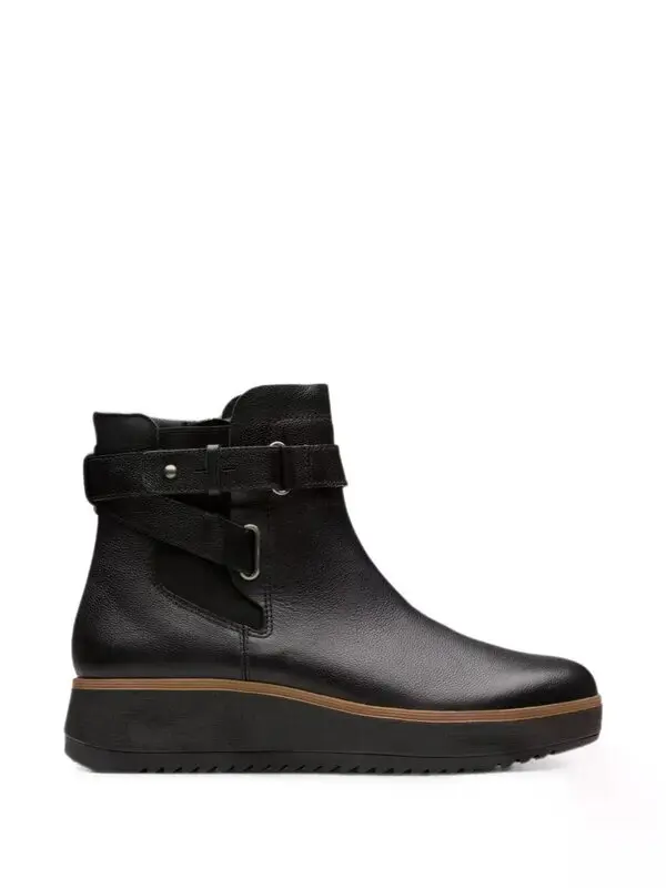 Clarks Zylah Faye Leather Ankle Boots - Black