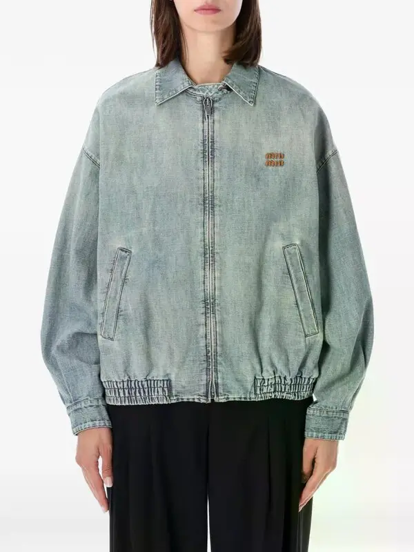 Miu Miu Chambray Elasticated-hem Denim Jacket - Blue