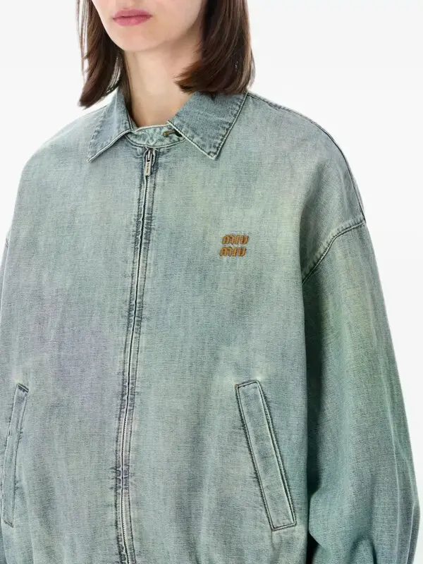 Miu Miu Chambray Elasticated-hem Denim Jacket