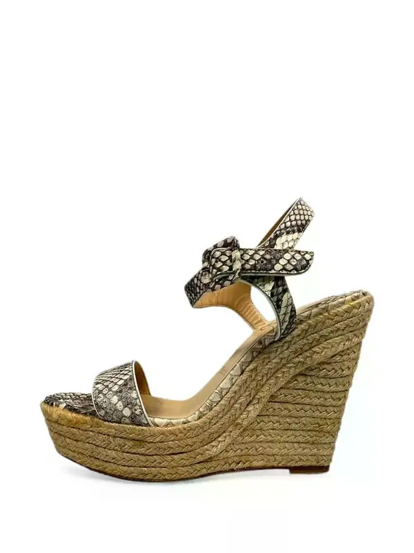 CHRISTIAN LOUBOUTIN 2010s Spachica Python Leather Wedge Sandals