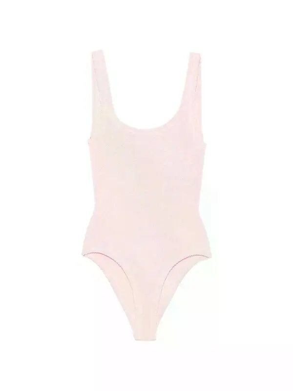 Hunza G Crinkle-effect Square-neck Swimsuit - Pink