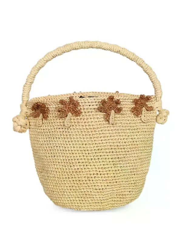 Alanui Crochet-knit Palm-tree Bucket Bag - Neutrals