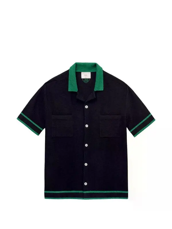 CHE Armando Contrast-trim Towelling Shirt - Black