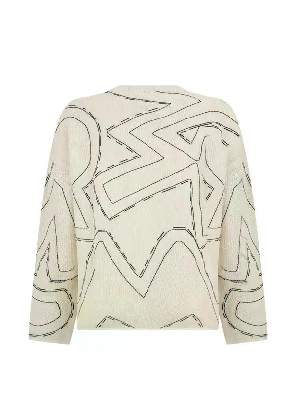 MOORER Geometric-pattern V-neck Sweater