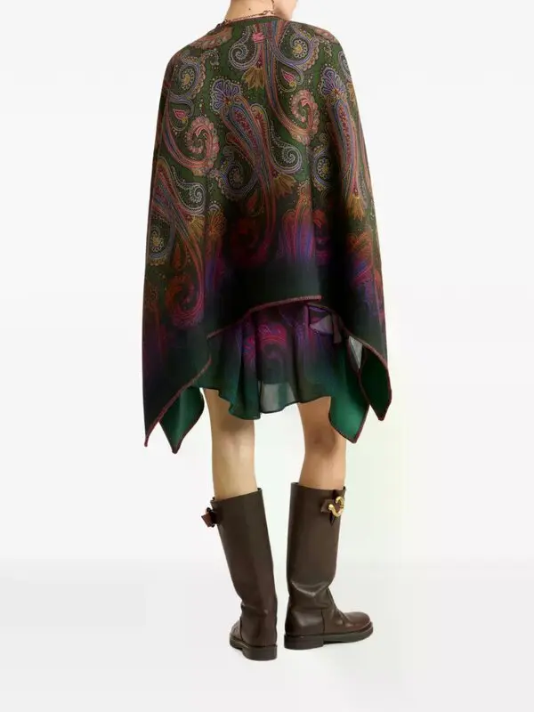 Etro Reversible Wool Cape With Degradé Paisley Motif