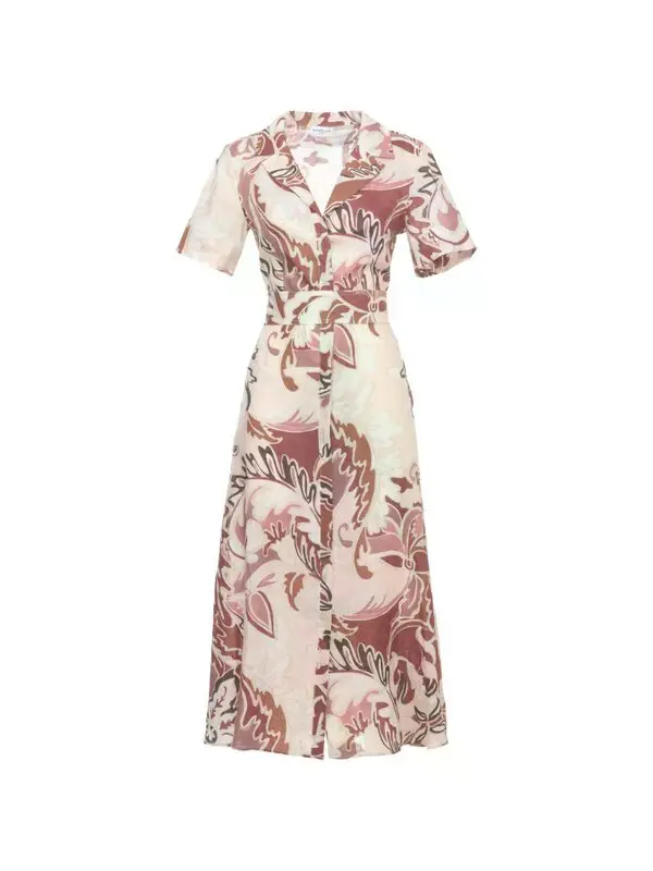Marella Pacche Patterned Belted Dress - Pink