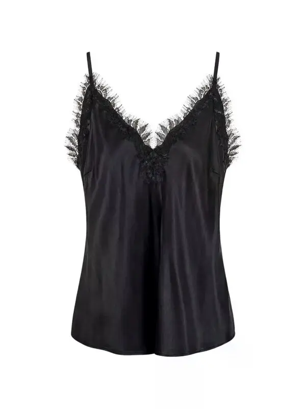 Gold Hawk Lace-trim Camisole Top - Black