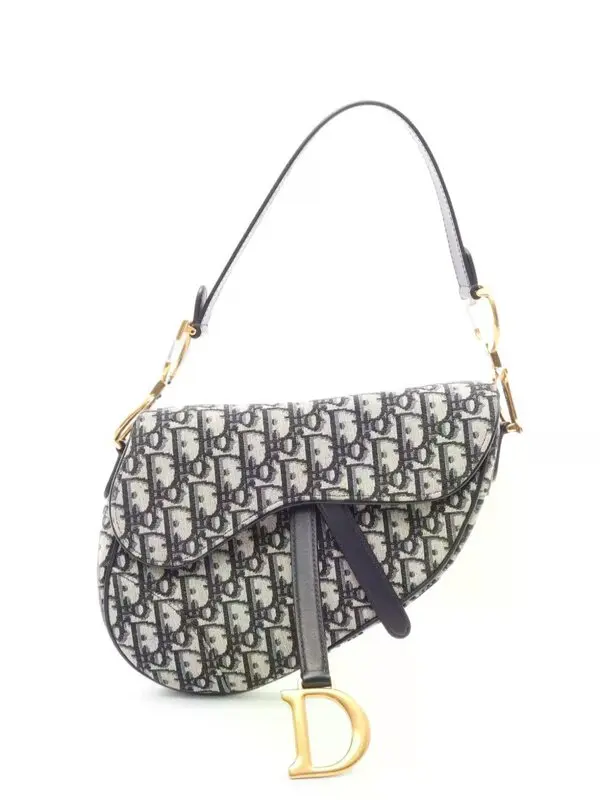 Dior 2010s Saddle Oblique Jacquard Tote Bag - Black