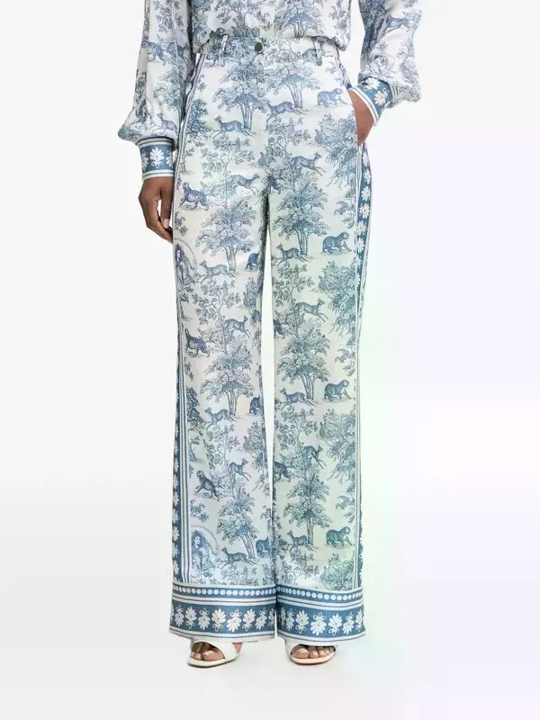 FRACOMINA Toile De Jouy Print Palazzo Trousers