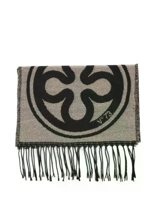 V°73 Logo-print Frayed Scarf - Black