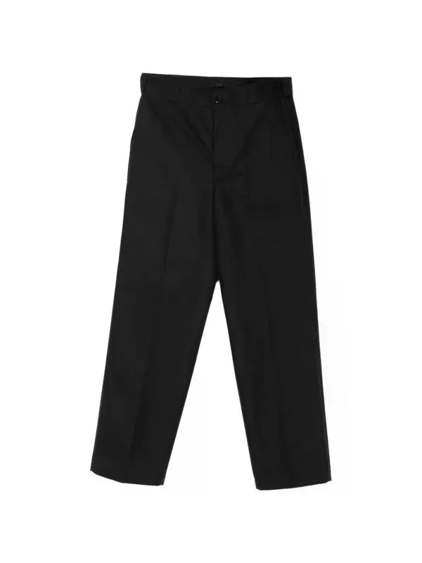 Prada Pressed-crease Logo-plaque Trousers - Black