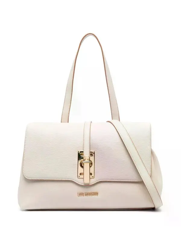 Moschino Love Heart Lock Faux-leather Shoulder Bag - Neutrals