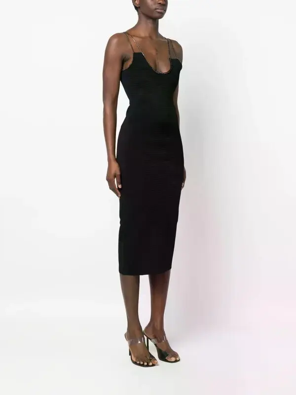 Herve Leger Ottoman Crystal-chain Embellished Midi Dress