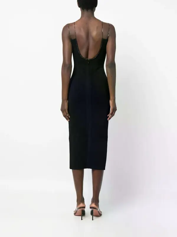 Herve Leger Ottoman Crystal-chain Embellished Midi Dress