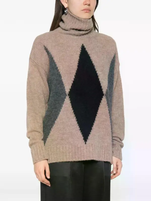 JUCCA Argyle Roll-neck Sweater