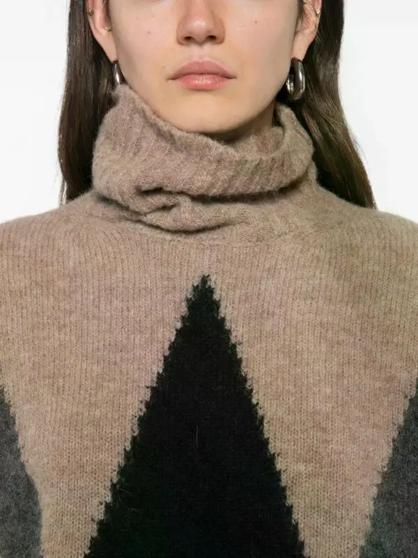 JUCCA Argyle Roll-neck Sweater