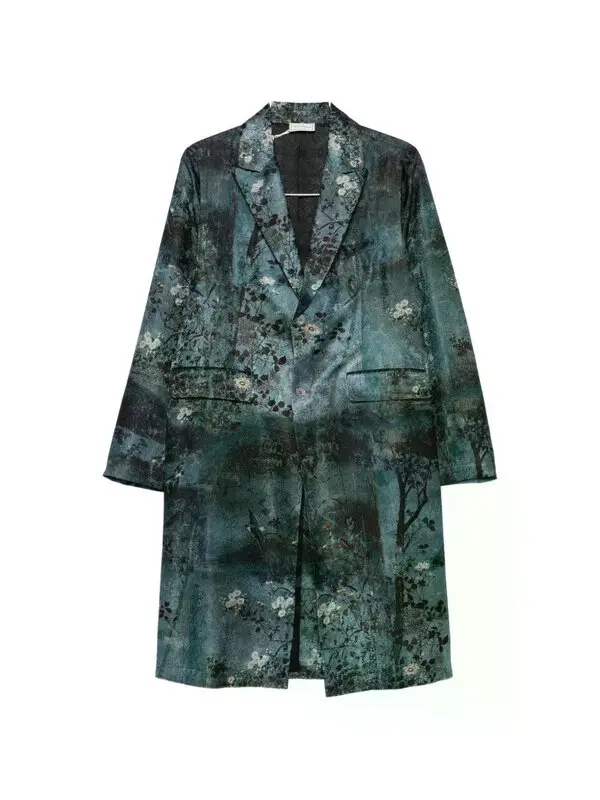 PIERRE-LOUIS MASCIA Floral-print Coat - Blue