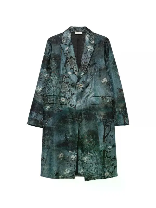 PIERRE-LOUIS MASCIA Floral-print Coat - Blue