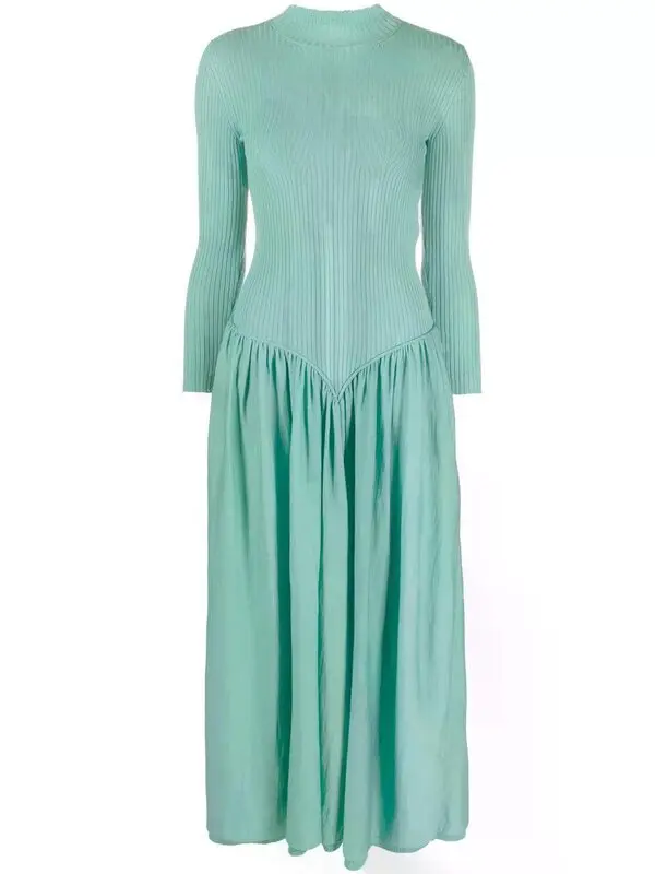 Stella McCartney Ribbed Wool Midi Dress - Green