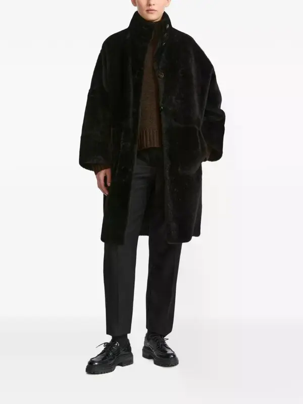 YVES SALOMON Oversized Shearling Coat - Black