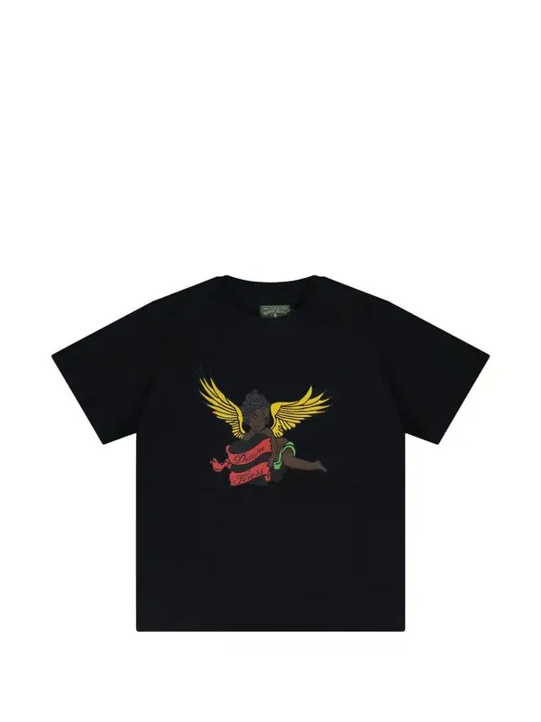 DENIM TEARS Cherub-print T-shirt - Black