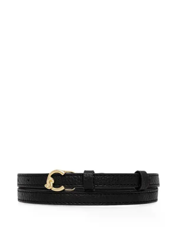COCCINELLE Logo-plaque Pebbled-calf Leather Belt - Black