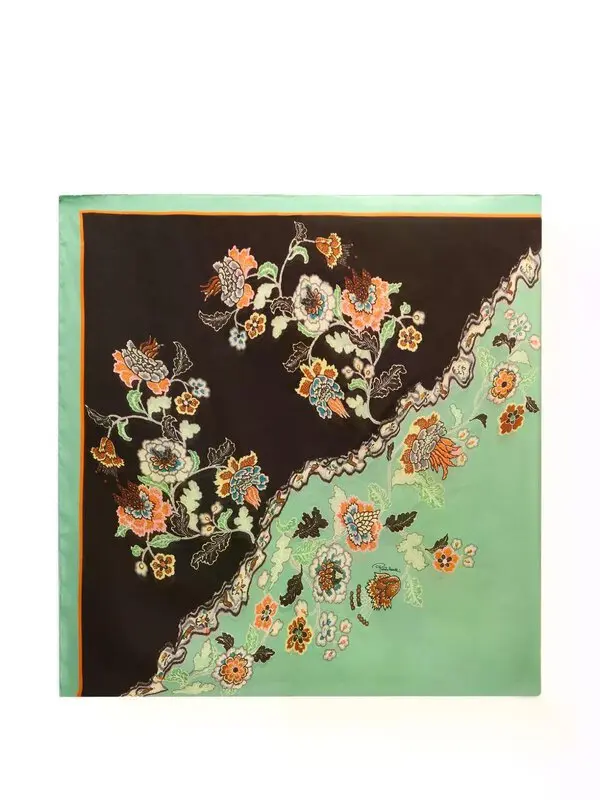 Roberto Cavalli Floral-print Scarf - Green