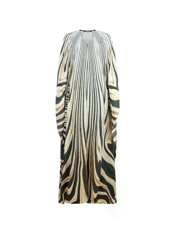Roberto Cavalli Zebra-print V-neck Maxi Dress