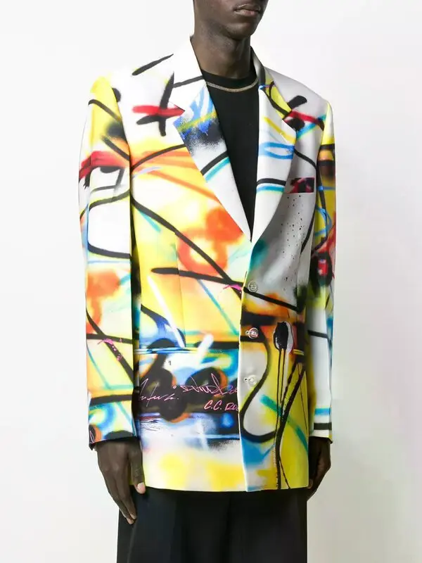 Off-White Futura Spray Print Oversized Blazer - White