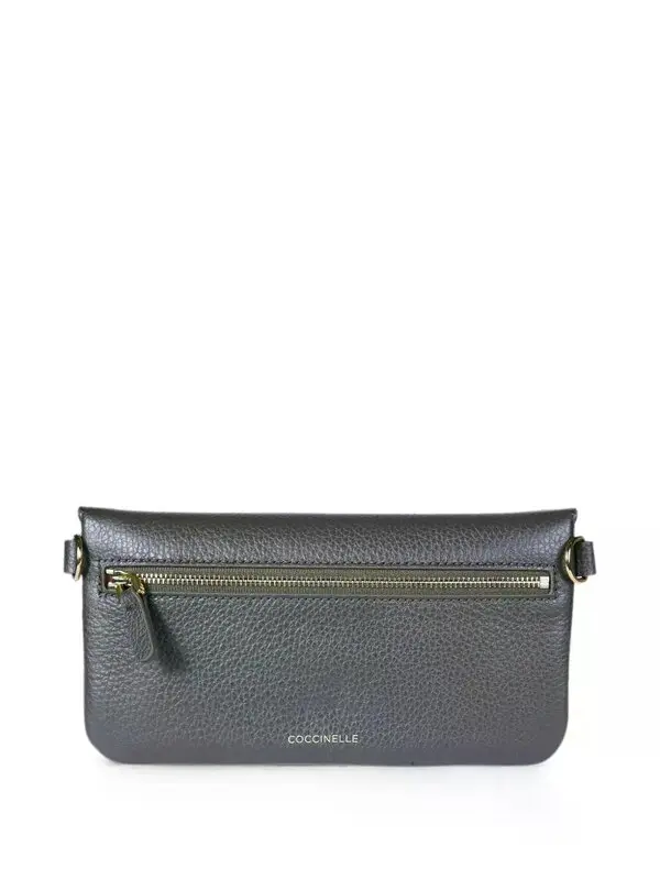 COCCINELLE C-me Lock Grained Leather Shoulder Bag - Grey