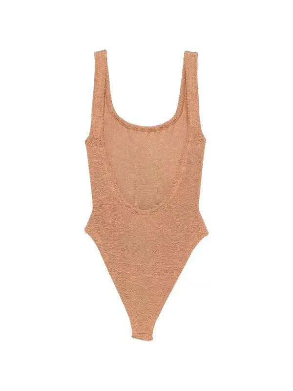 Hunza G Square-neck Crinkle-effect Swimsuit - Neutrals