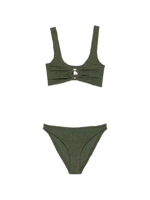 Hunza G Julia Metallic Crinkle Bikini - Green