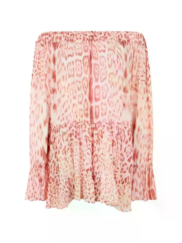 Roberto Cavalli Jaguar-print Off-shoulder Mini Dress