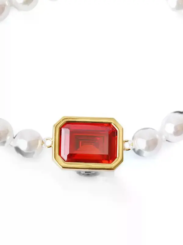 IZABEL DISPLAY Emerald-cut Crystal Pearl Bracelet - Gold