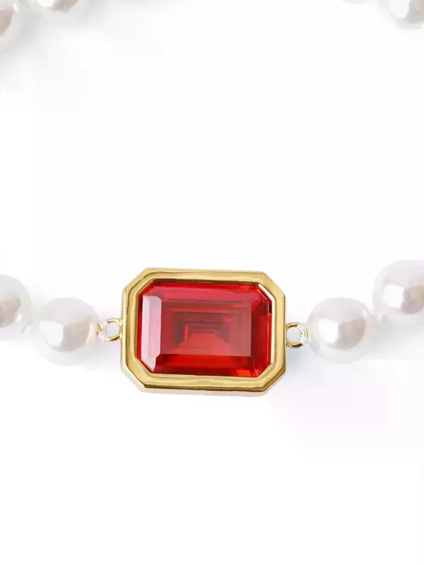 IZABEL DISPLAY Emerald-cut Crystal Pearl Bracelet