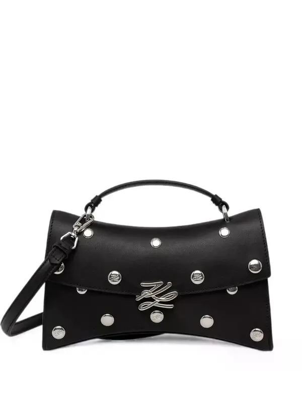 Karl Lagerfeld Stud-embellished Logo Crossbody Bag - Black