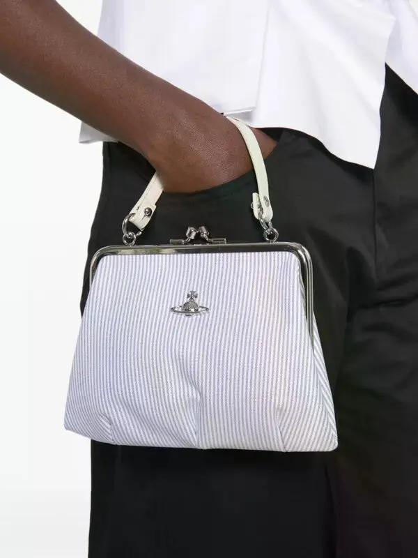 VIVIENNE WESTWOOD Granny Frame Striped Tote Bag - White