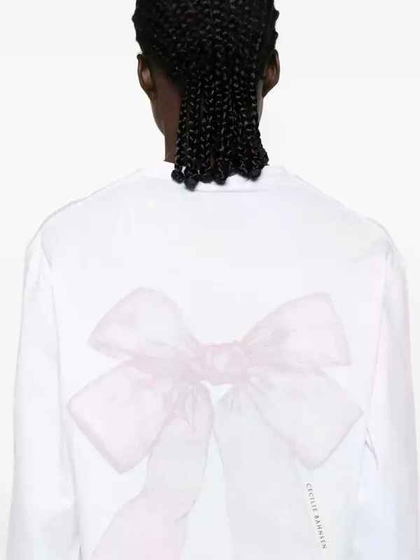 Cecilie Bahnsen Long Sleeve T-shirt With Logo And Bow Detail