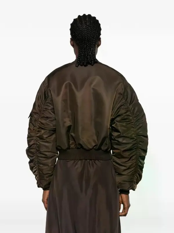 Cecilie Bahnsen Ruched-sleeve Cropped Bomber Jacket