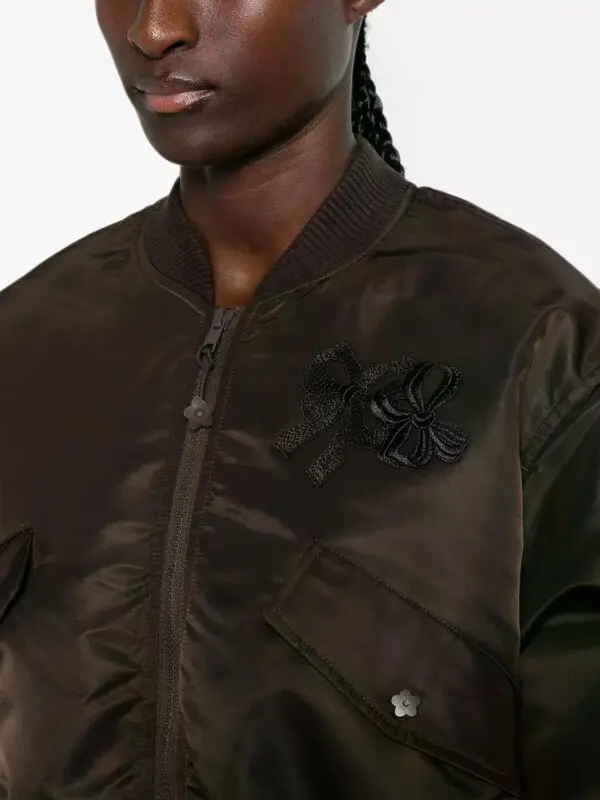 Cecilie Bahnsen Ruched-sleeve Cropped Bomber Jacket