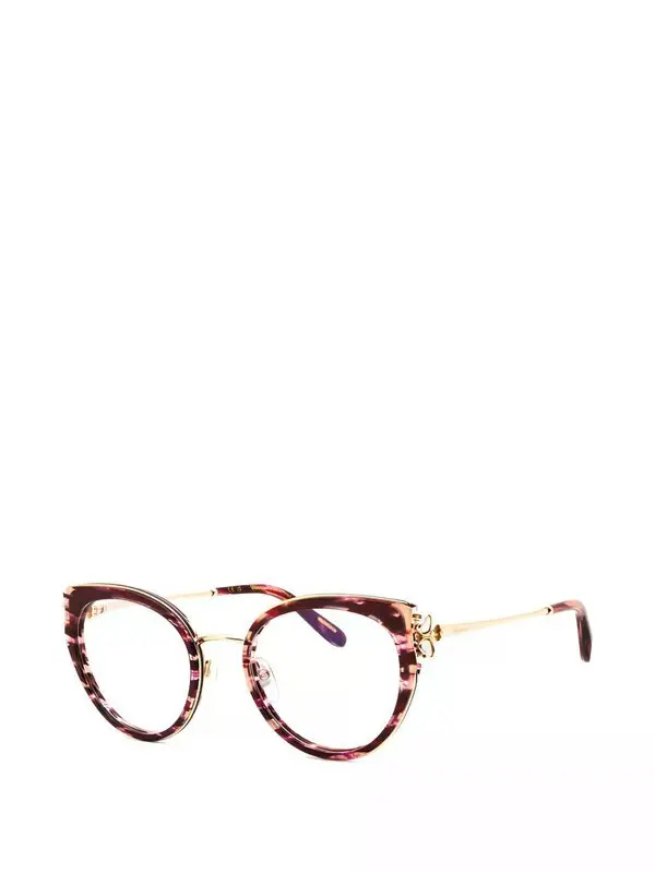 Chopard Cat-eye Eyeglasses With Patterned Frames And Gold-tone Hardware
