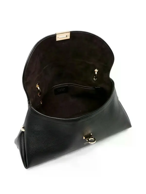 FERRAGAMO Gancini Pebbled Leather Tote Bag