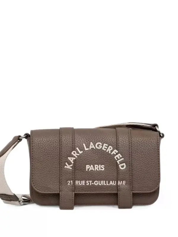 Karl Lagerfeld Logo-embroidered Grained Shoulder Bag