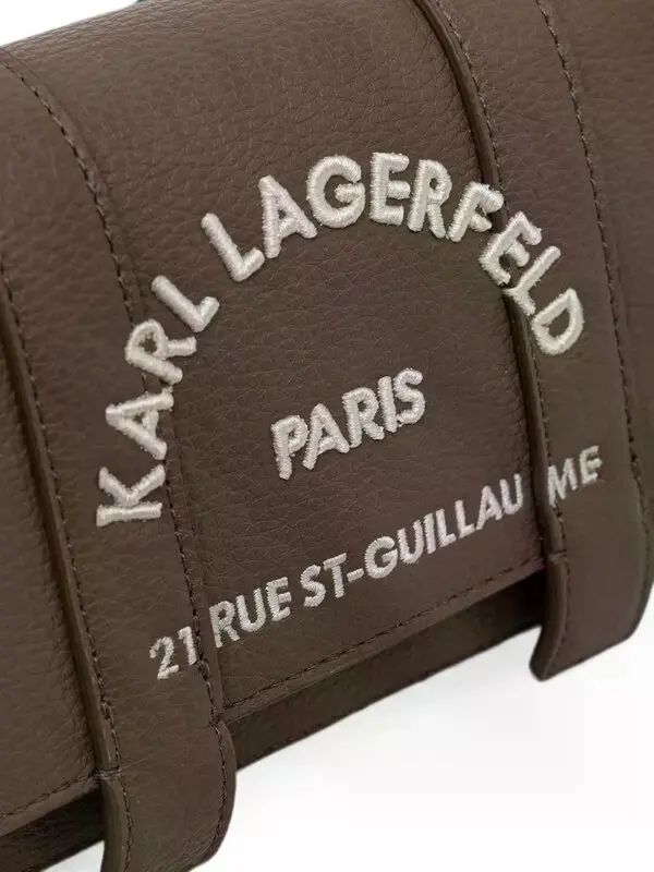 Karl Lagerfeld Logo-embroidered Grained Shoulder Bag
