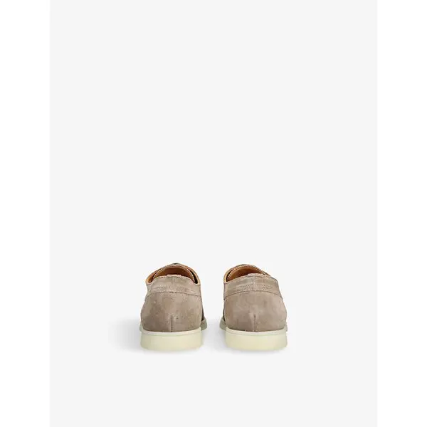AURELIEN Boat Lace-up Suede Loafers - Grey/light