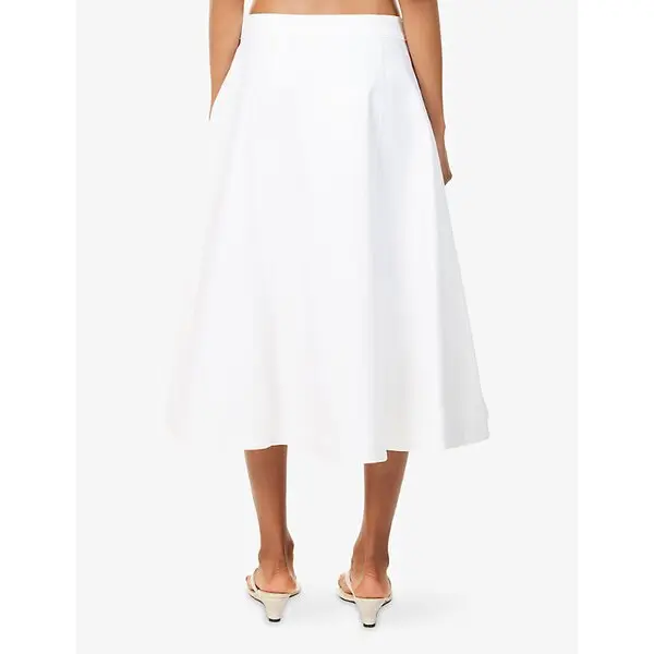 Carolina Herrera A-line Button-front Cotton-blend Midi Skirt