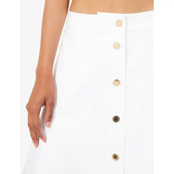 Carolina Herrera A-line Button-front Cotton-blend Midi Skirt