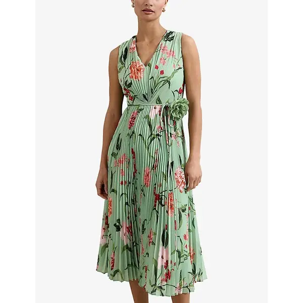 PHASE EIGHT Simara V-neck Floral-print Woven Midi Dress