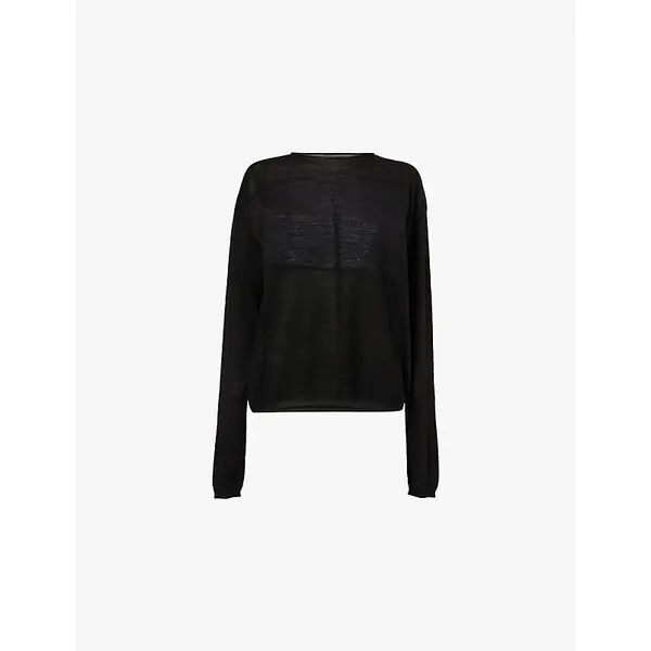 Rick Owens Round-neck Long-sleeve Virgin-wool Jumper - Black