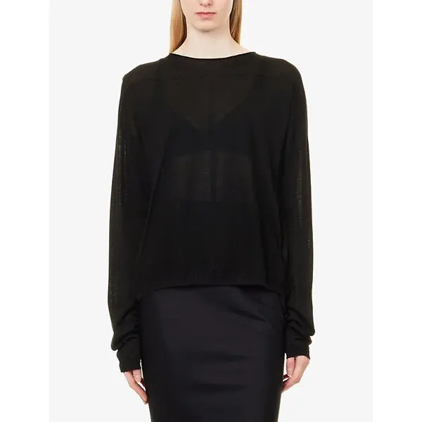 Rick Owens Round Neck Long Sleeve Virgin Wool Jumper